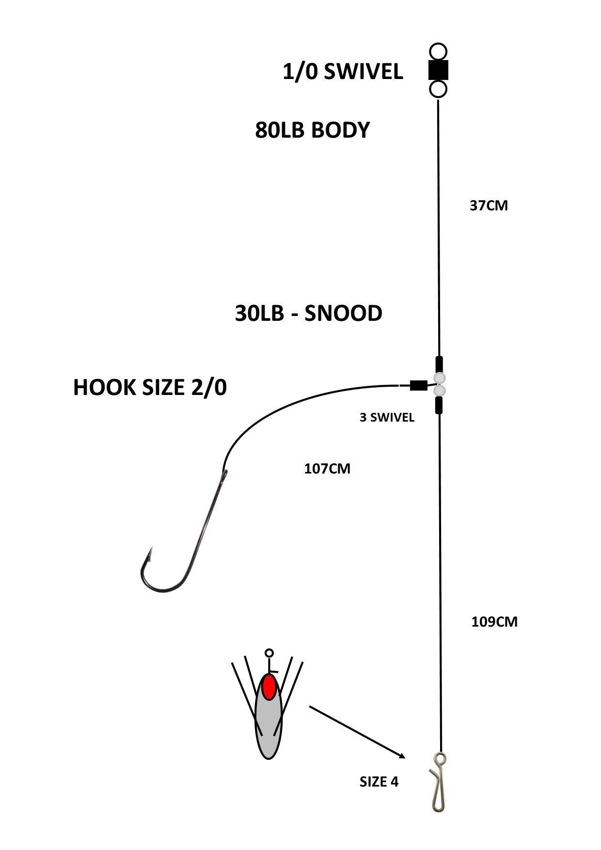 FISHZONE 1 Hook Pro Clipped Size 1/0 & 2/0