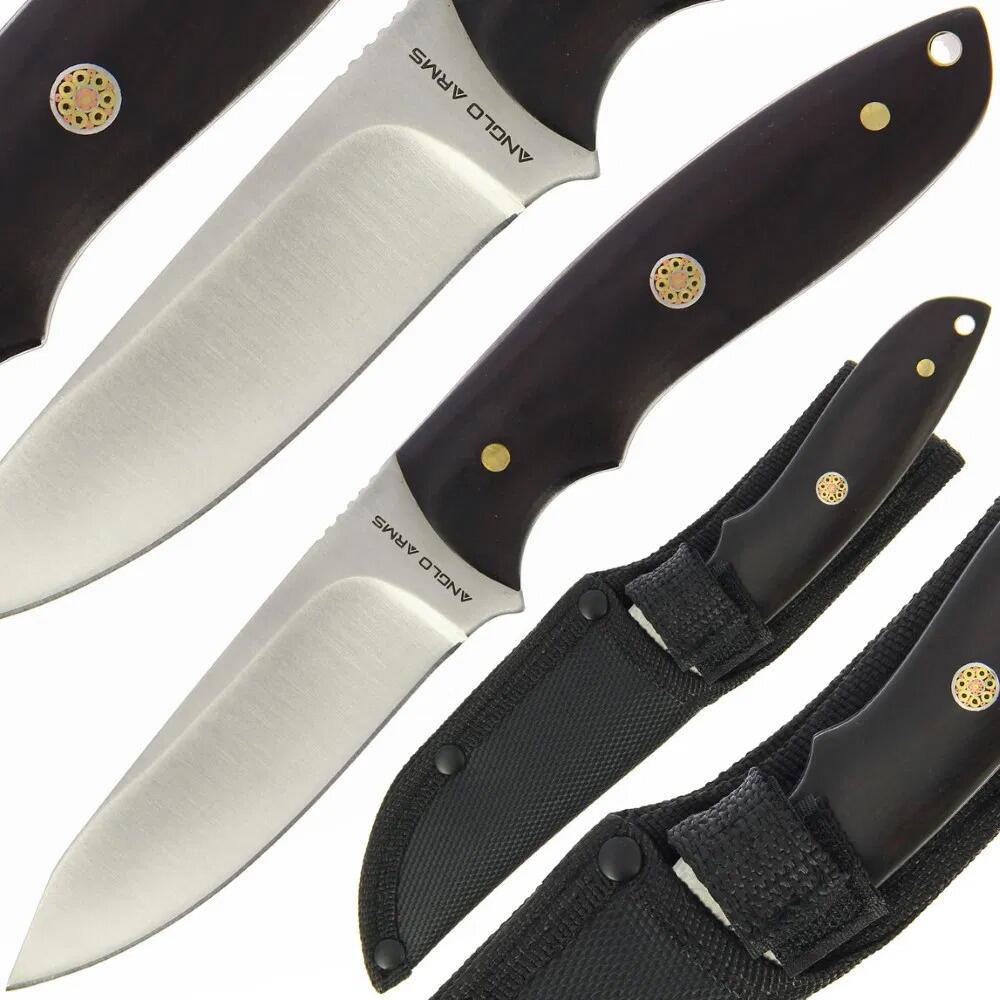 Fixed Blade Knife 417 - 7.9" Ebony Wood Handle with SS Blade and Sheath ...