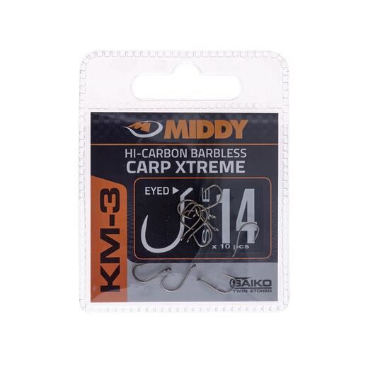 MIDDY KM3 Carp Xtreme Eyed Hooks 10, 12, 16 and 18 (10pc pkt)