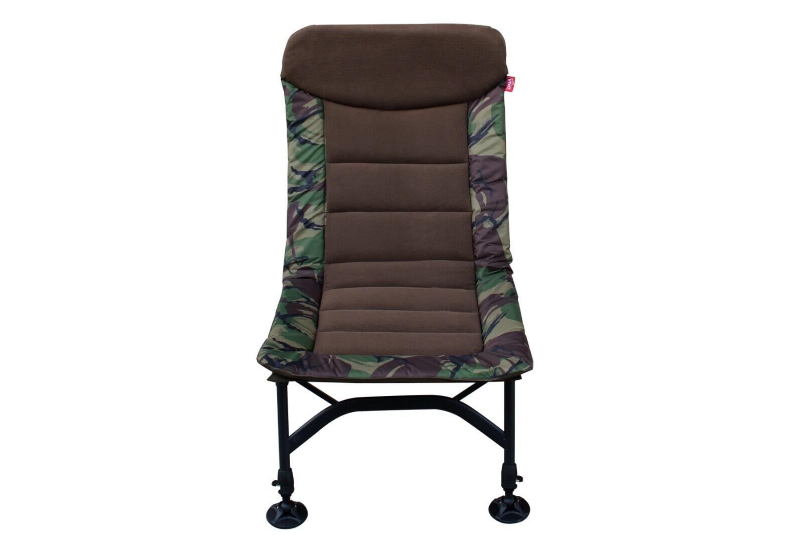 DPM Carp Fishing Padded High Back Chair Adjustable Mud Feet Camo Camping