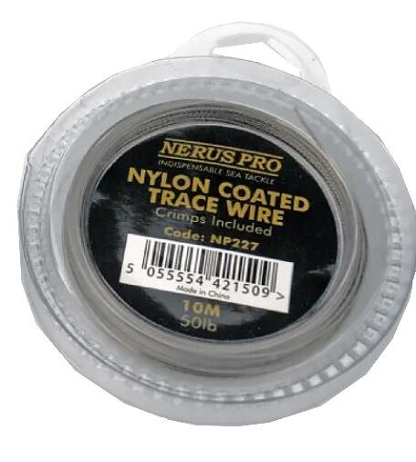 10m 50lb Nylon Trace Wire supplied with crimps
