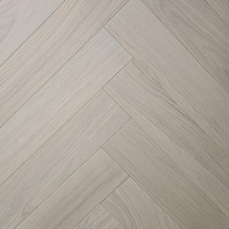 Oliver Series Wide Herringbone Wood Flooring, Colour Parchment