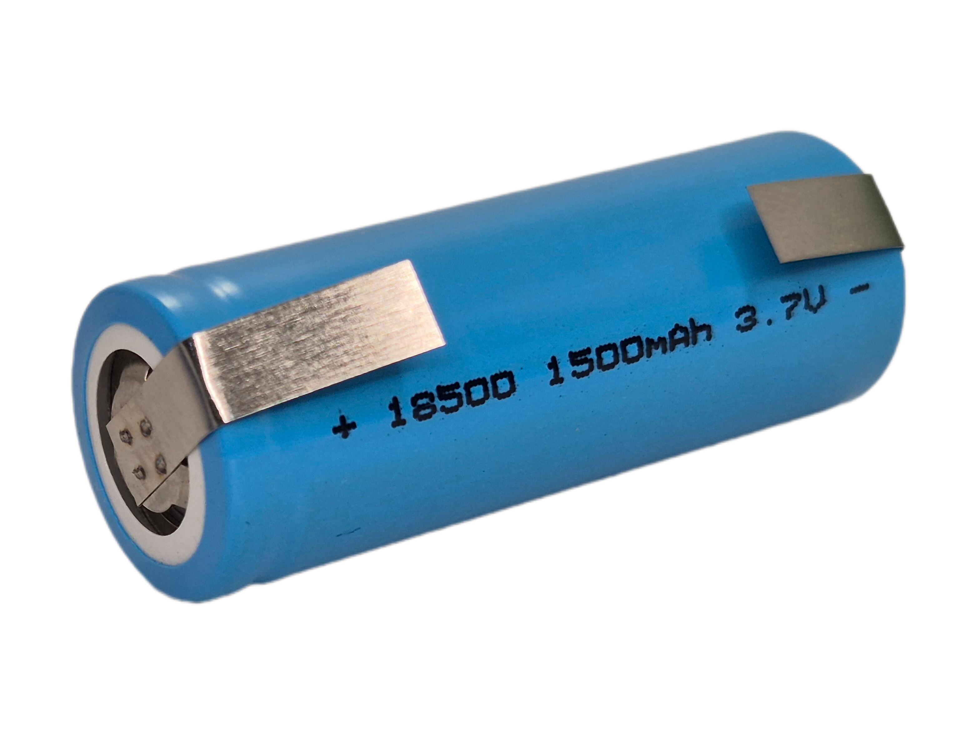 18500 Li-Ion Tagged Rechargeable Battery - 3.7V 1500mAh 5.55Wh Lithium cell with solder tags