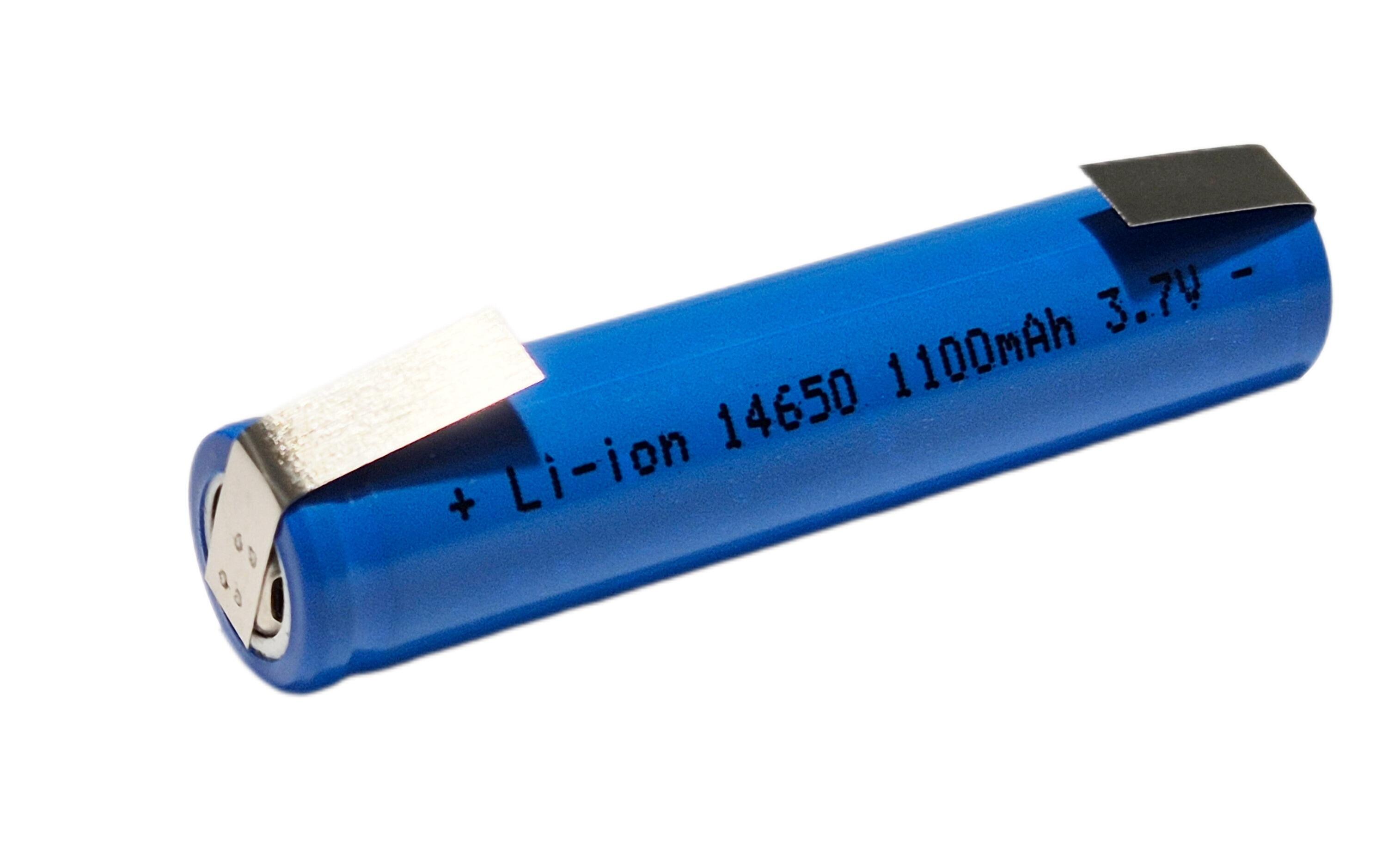 14650 Li-Ion solder tagged battery - 3.7V 1100mAh 4.07Wh Rechargeable 7 ...
