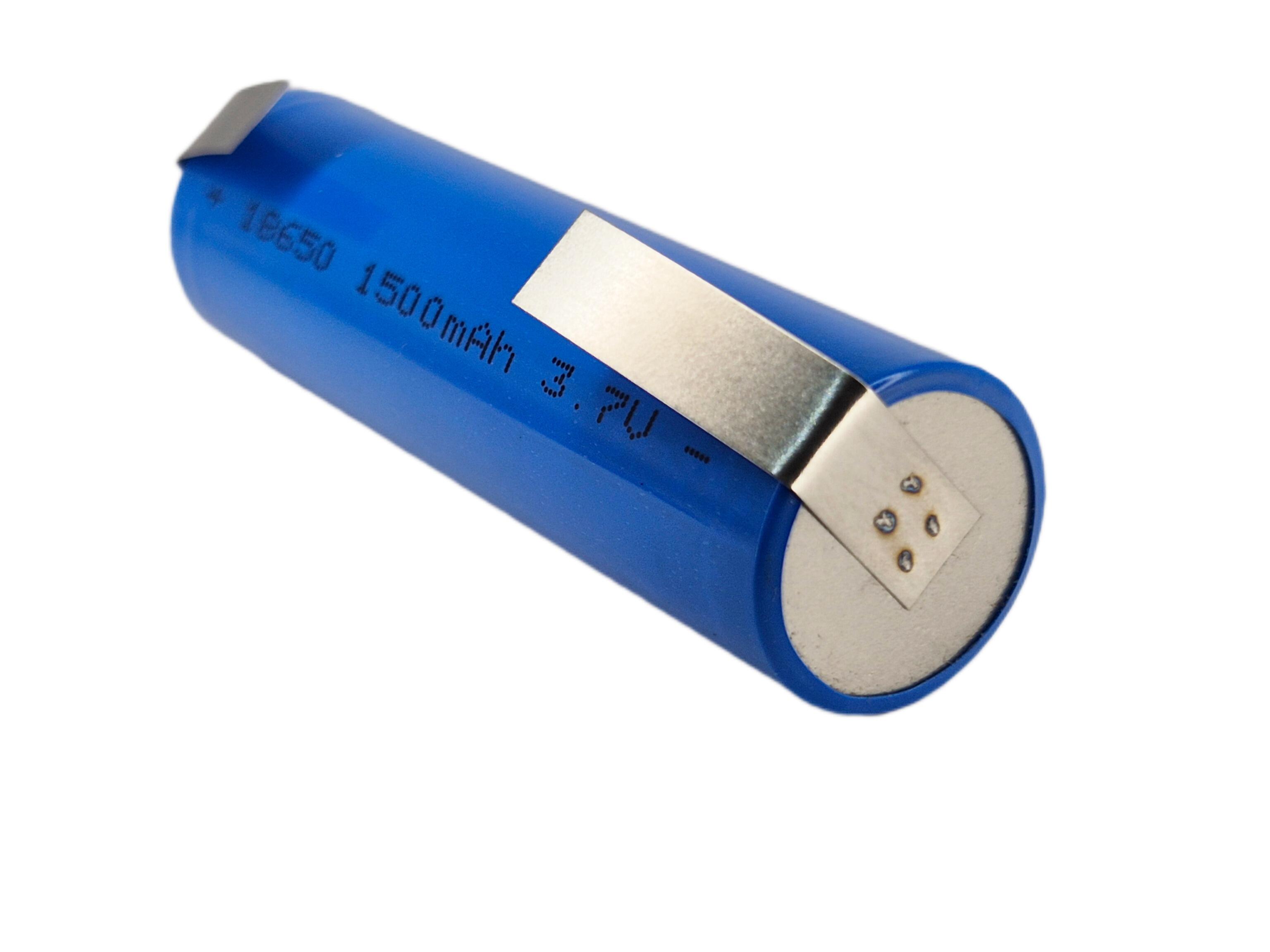 Li-Ion 18650 solder tagged battery - 3.7 V 1500 mAh