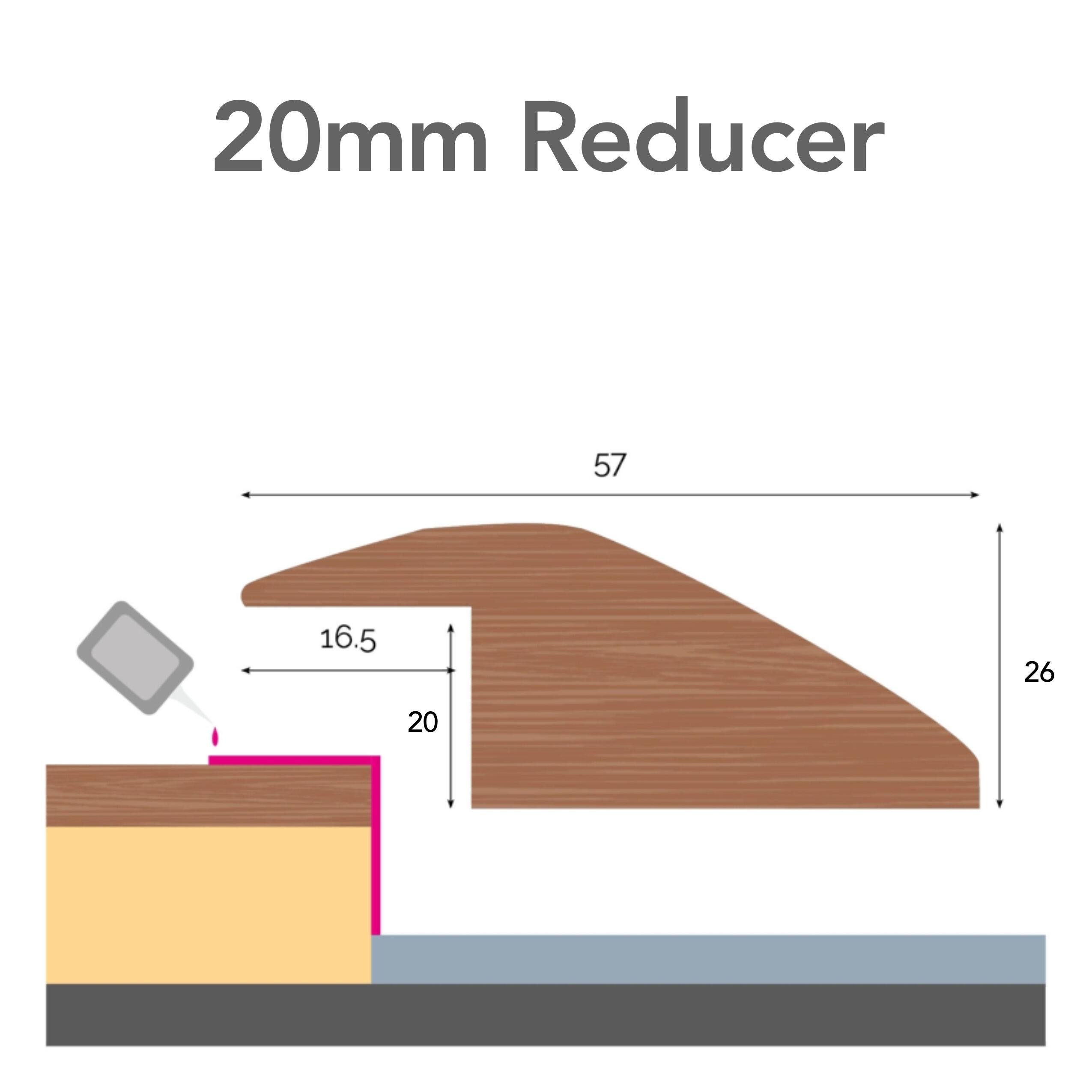 Off White Solid Oak 20mm R Ramp Reducer Threshold Profile & Door Bar