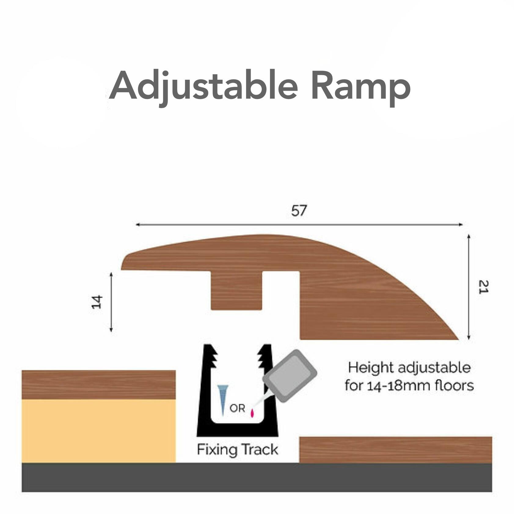 Golden Solid Oak Ramp Reducer Threshold Profile & Door Bar Adjustable ...