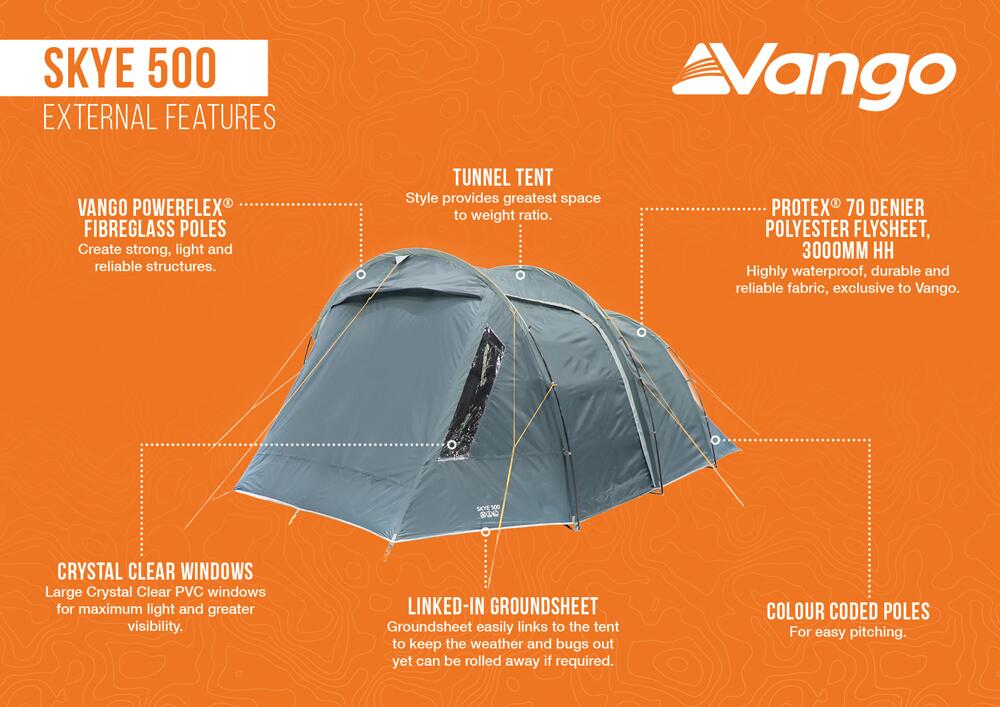 Skye 500 5 Person tent - 9.9kg | Vango Adventure Tent