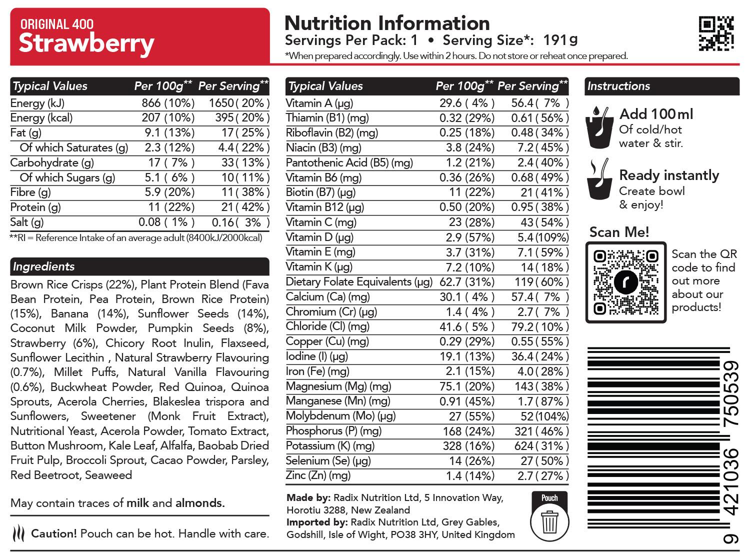 Radix Strawberry Breakfast Original 400kcal