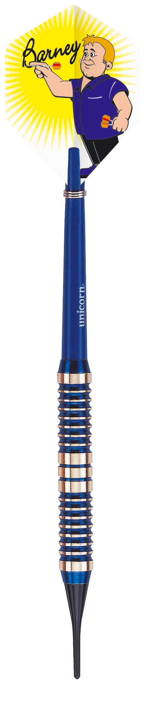 Unicorn 16G Barney Blue Brass Raymond Van Barneveld Soft Tip Darts Set ...
