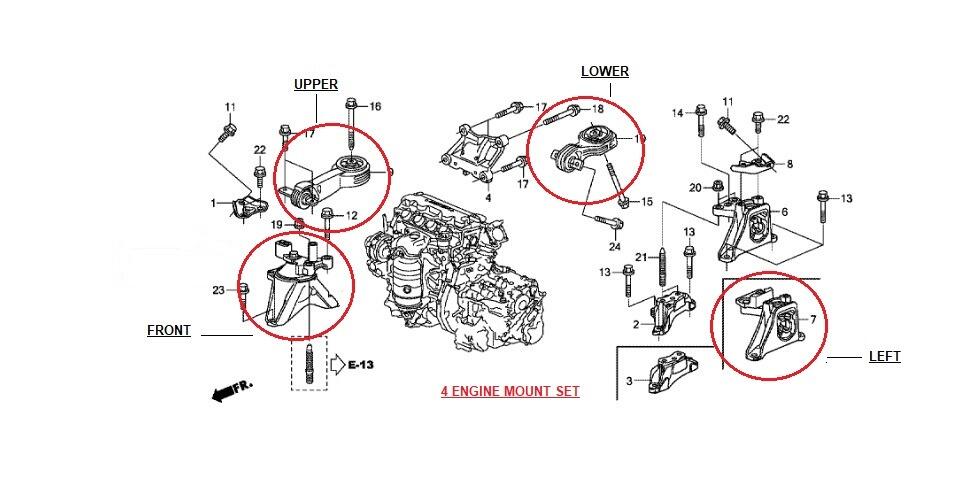 FITS HONDA CROSSROAD 1.8 R18A 07 08 09 10 ENGINE FRONT REAR LEFT UPPER ...
