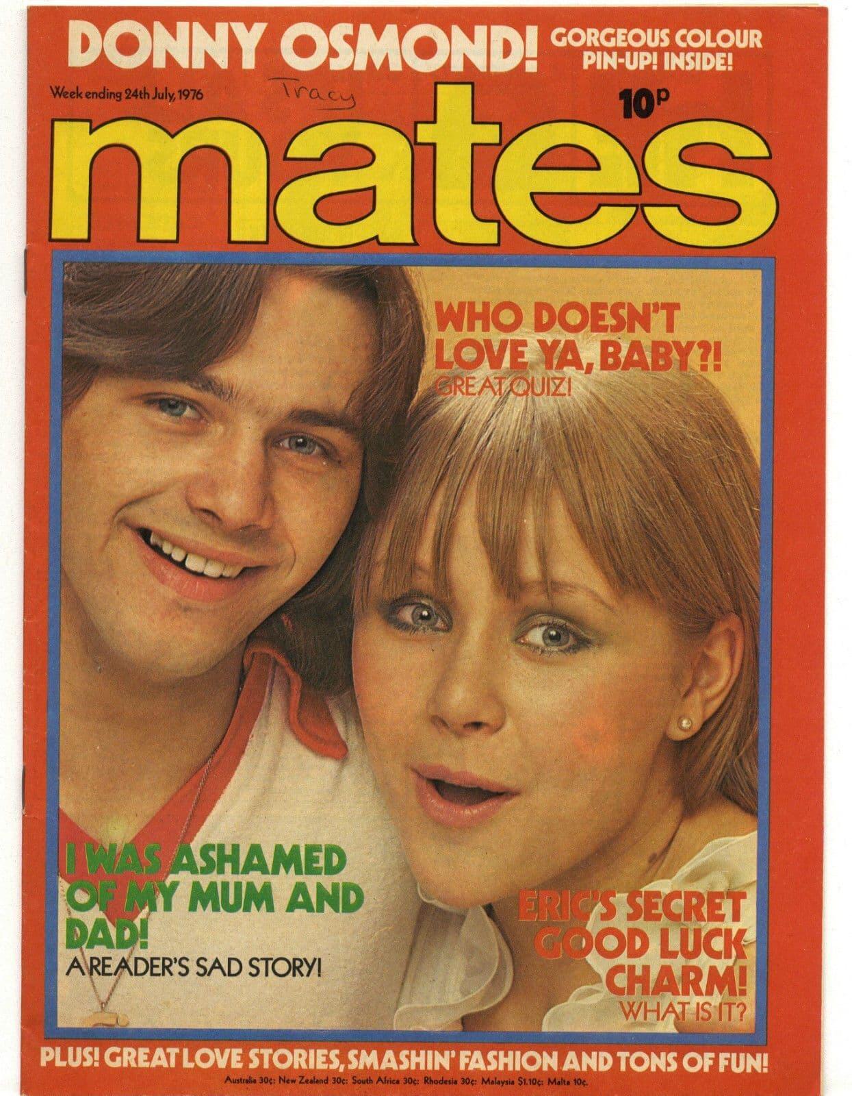 MATES Magazine 24 July 1976 24/7/76 Donny Osmond poster Rod Stewart ...