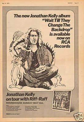 JONATHAN KELLY RIFF RAFF Rare Poster Size Original Vintage music Press ...