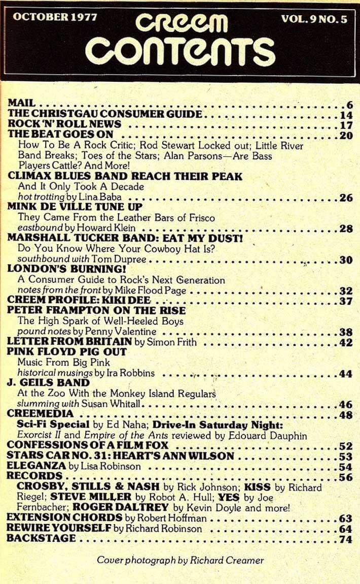 Creem Magazine October 1977 Pink Floyd Peter Frampton Kiss Roger ...