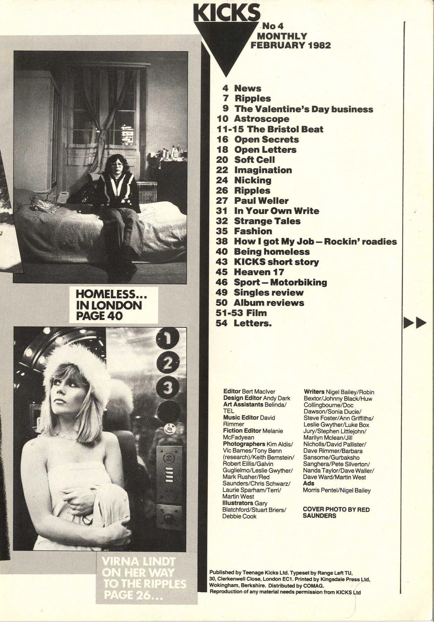 Kicks Magazine No 4 February 1982 Paul Weller Soft Cell David Rappaport ...