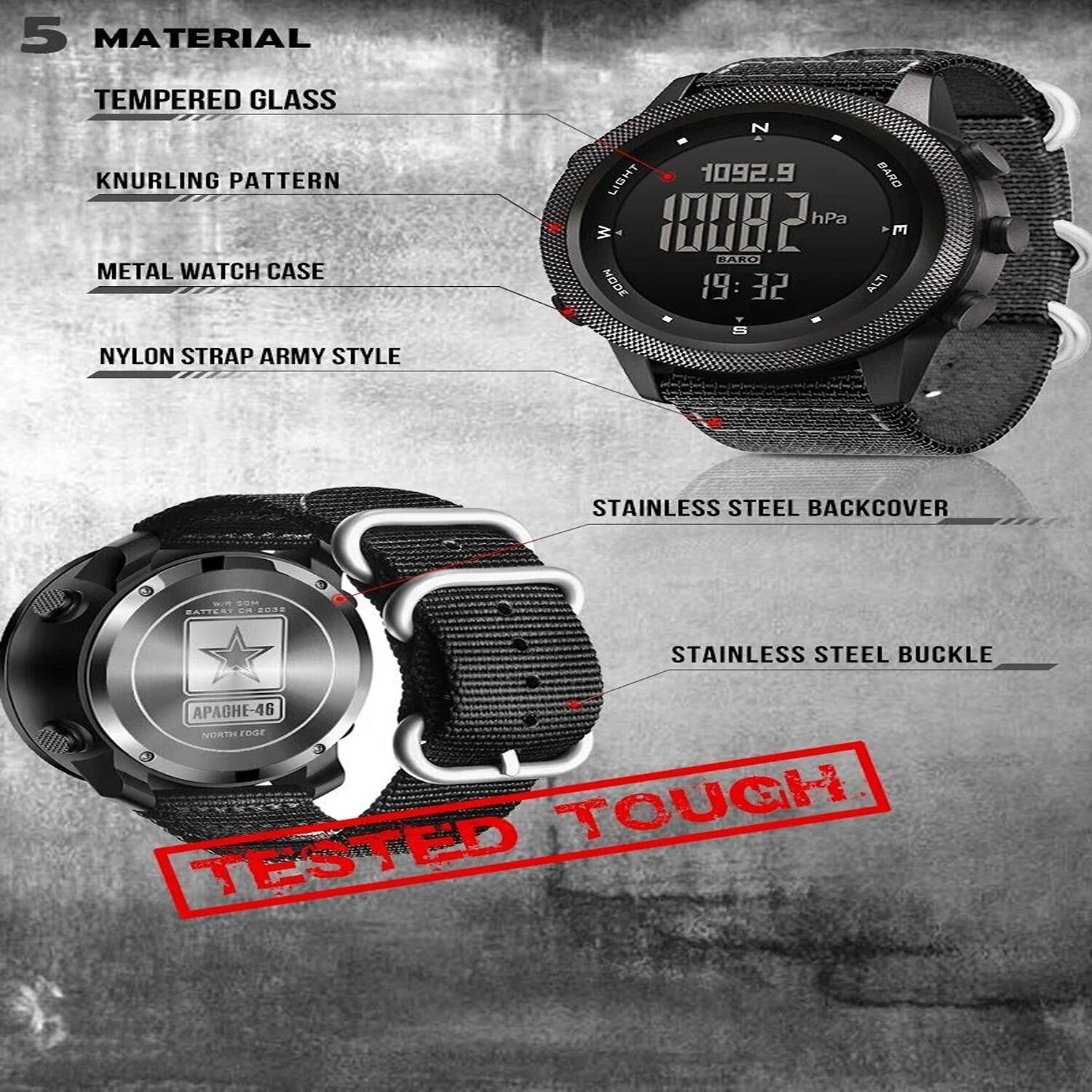 North Edge Apache 46 Watch, Barometer, Waterproof, Altimeter and ...
