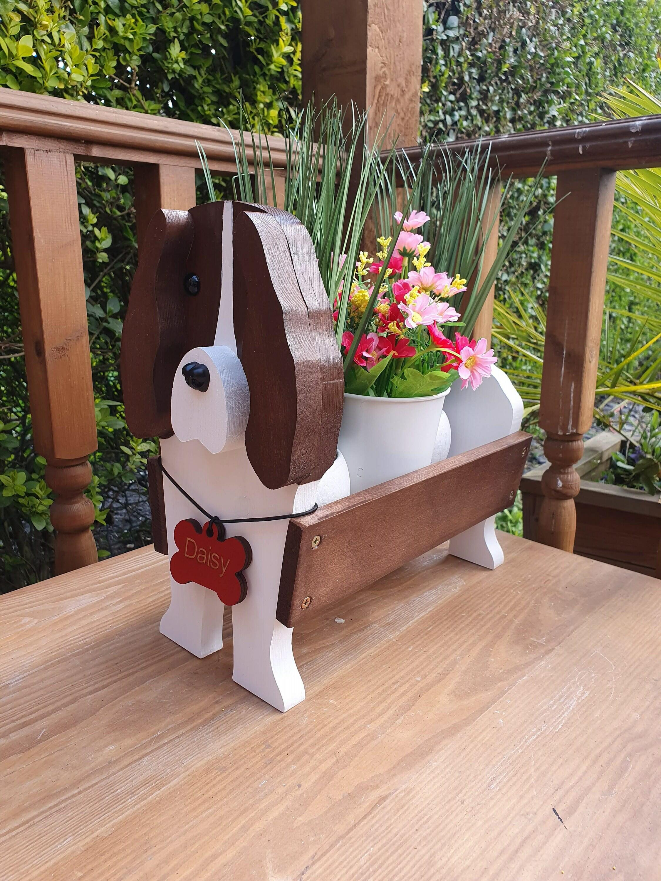 Brown and White Springer Spaniel pet planter - Dog Planter - Birthday Gift