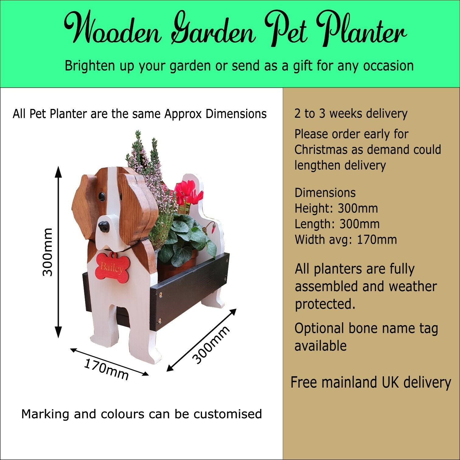 Beagle pet planter, wooden dog planter