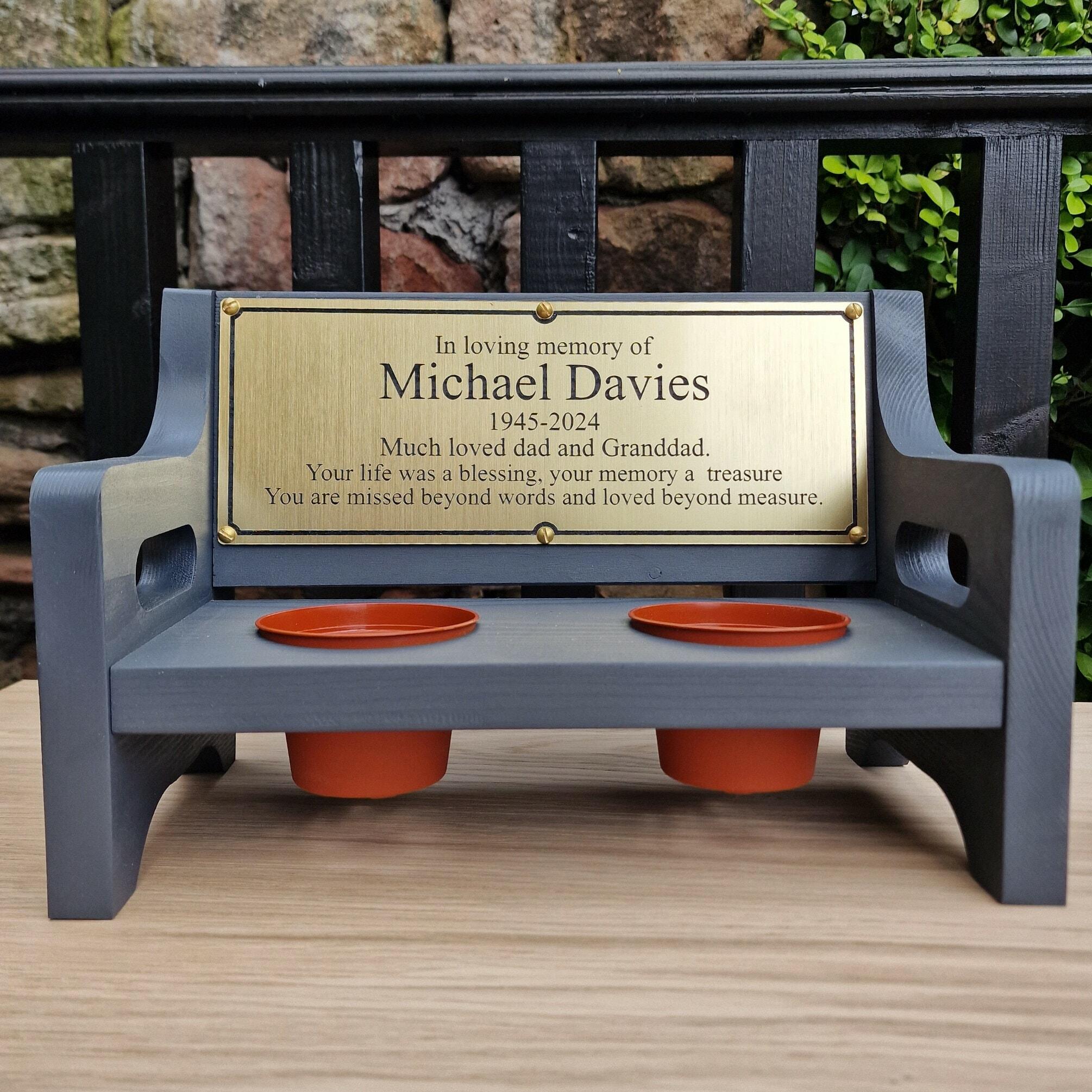 Personalised Memorial Dedication Bench Planter with Engraved Plaque ...