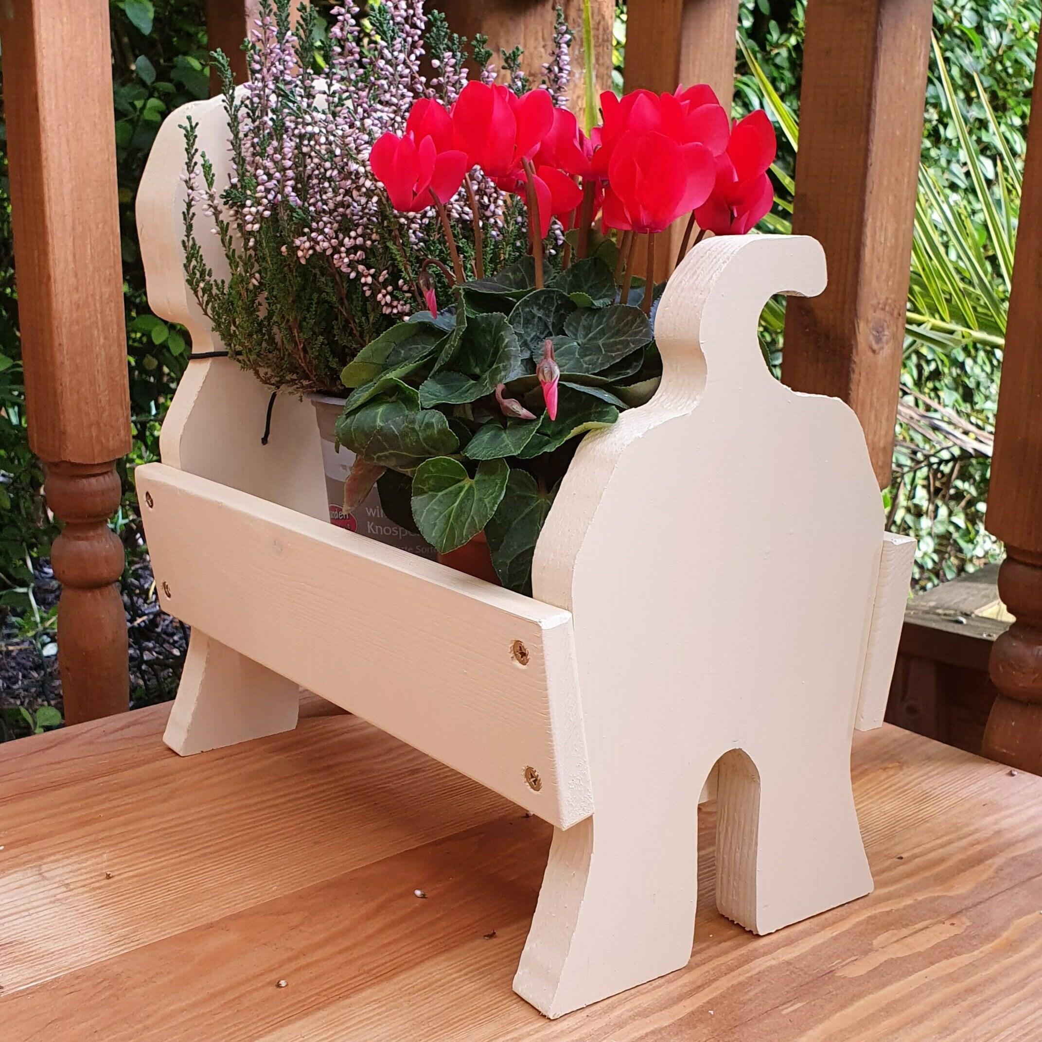 Beige Labradoodle Pet Planter, Dog Planter, Birthday Gift