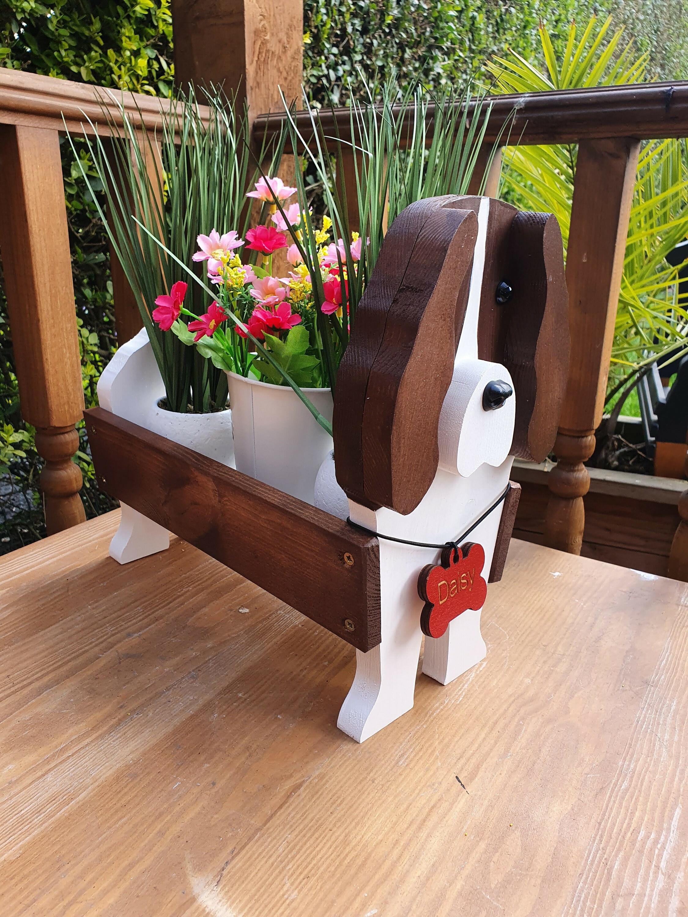 Brown and White Springer Spaniel pet planter - Dog Planter - Birthday Gift