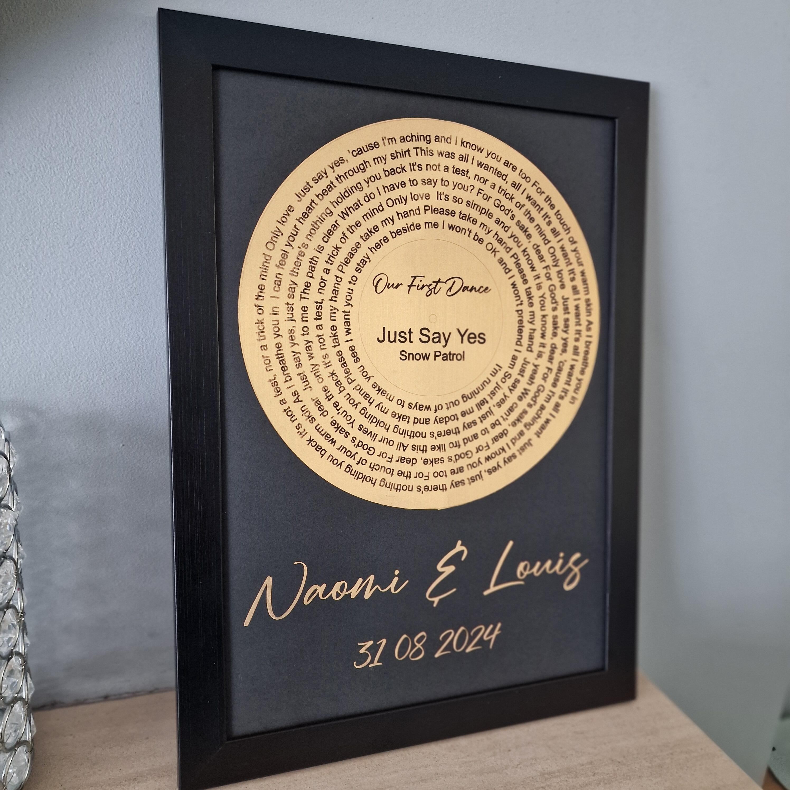 Personalised 'First Dance at Your Wedding' Record Memory Sign – Cherish ...