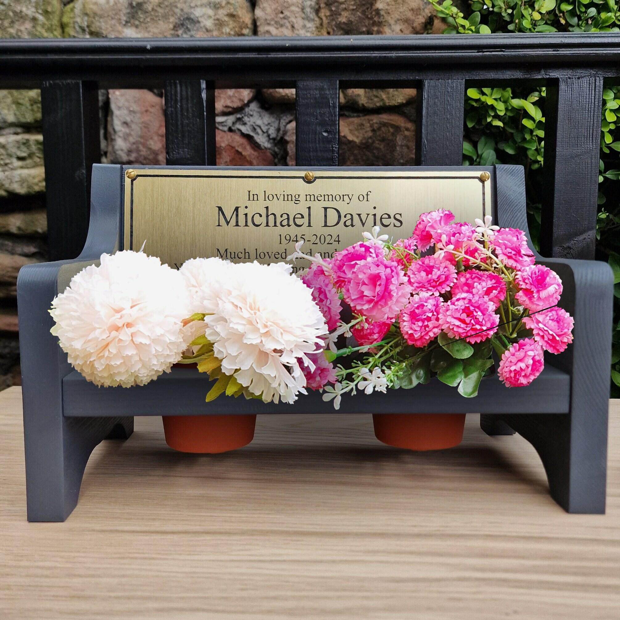 Personalised Memorial Dedication Bench Planter with Engraved Plaque ...