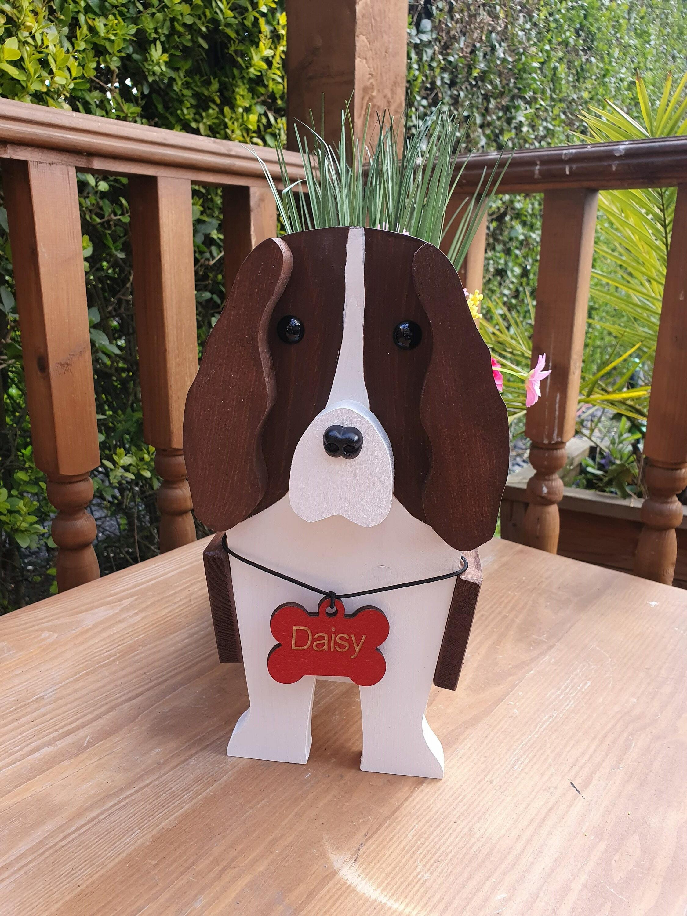 Brown and White Springer Spaniel pet planter - Dog Planter - Birthday Gift