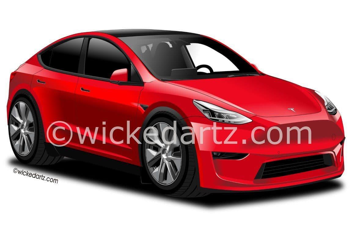Tesla Model Y EV 2021 Red Items from 950