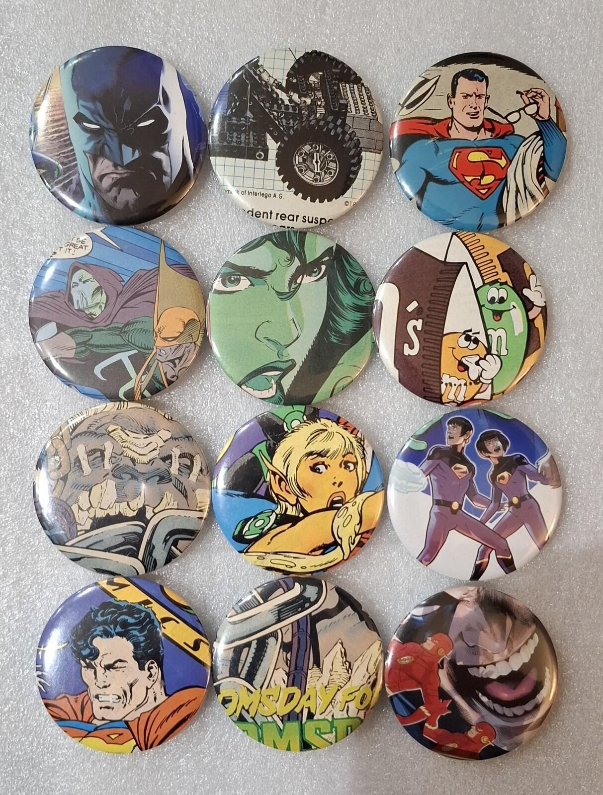 25 58mm Upcycled Comic Pin Badges - Marvel Dc Batman Superman Spider-Man