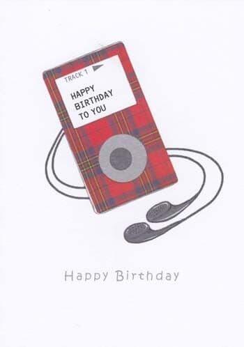 Tartan I-Pod Birthday Card