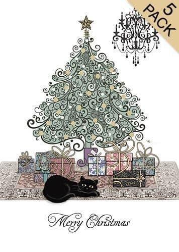 Curly Tree Kitty Five Pack Christmas cards