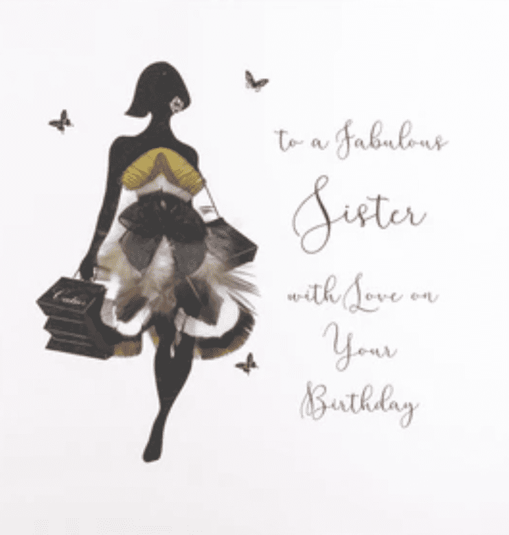 Fabulous Sister Hand- embellished Birthday card