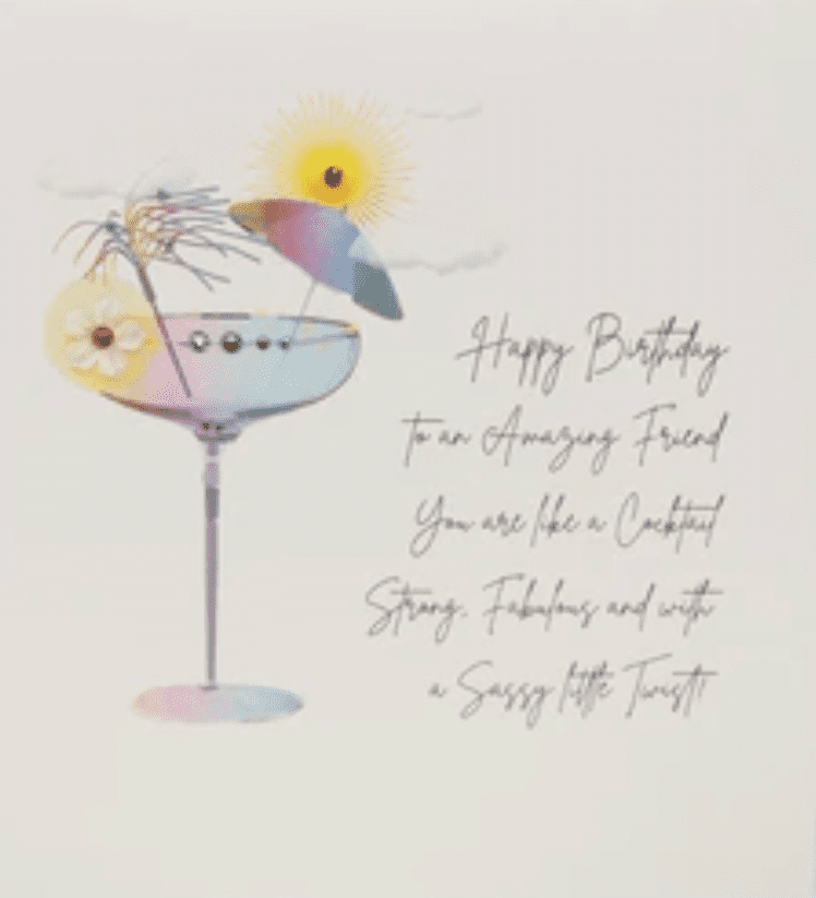 Happy Birthday to an Amazing Friend Hand- embellished Birthday card