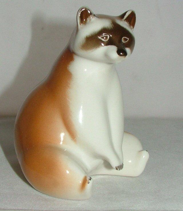 Lomonosov Russian Porcelain Animal Figure Raccoon Sitting