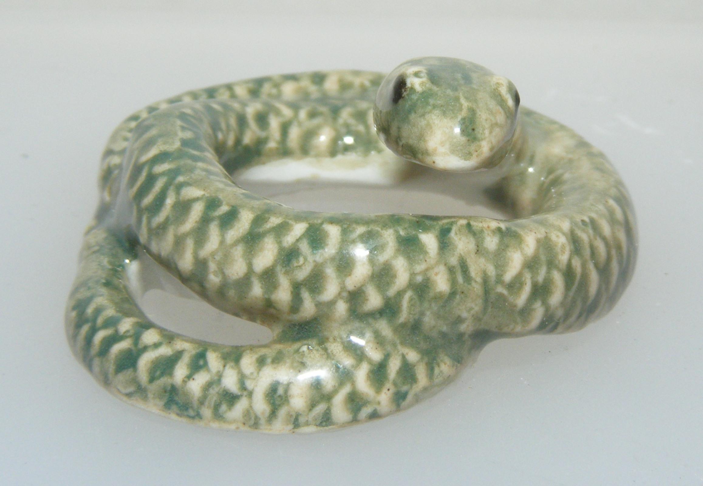 Klima Miniature Porcelain Animal Figure Green Snake Coiled Head Down M224