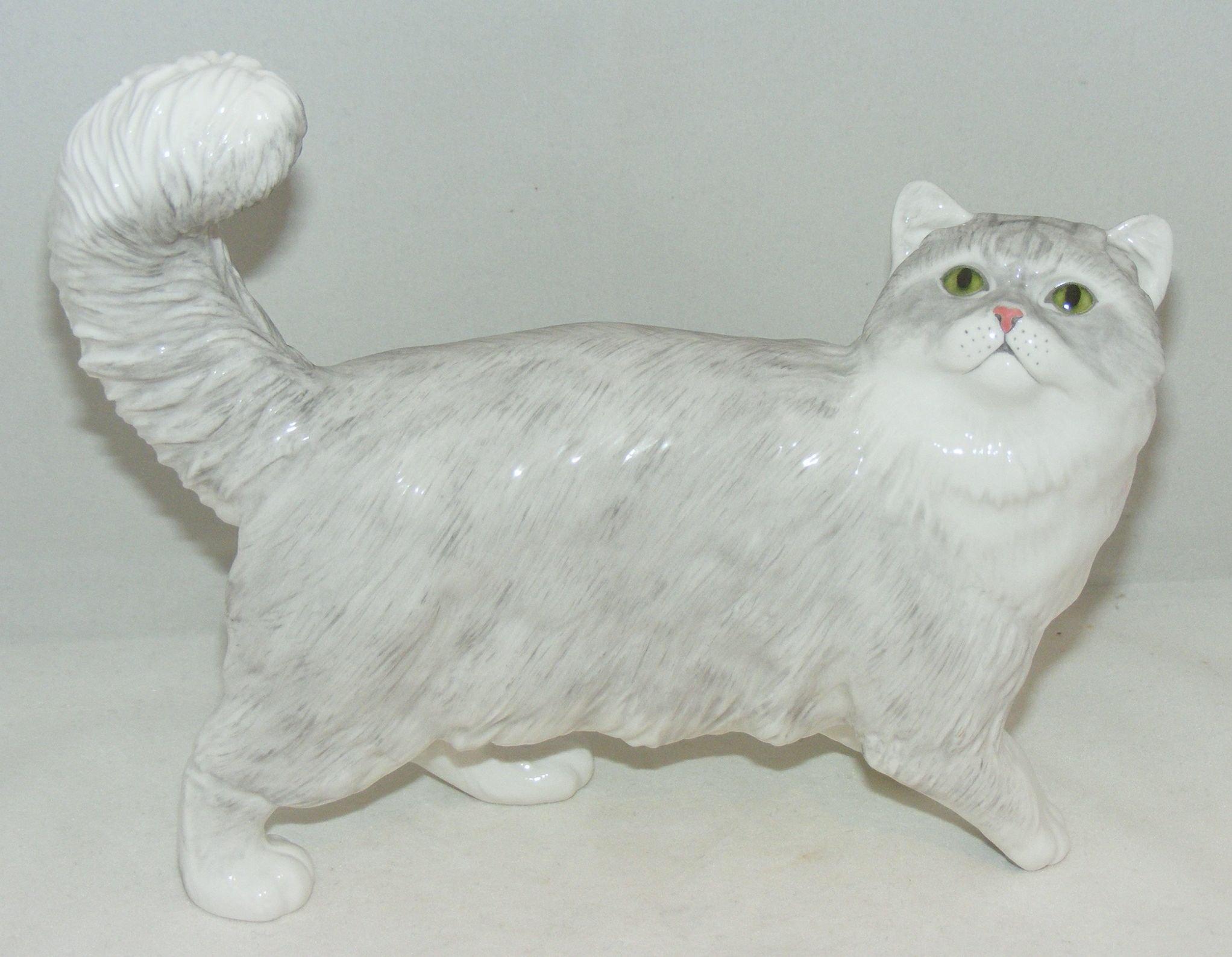 John Beswick Connoisseur Collection Persian Cat Shaded Silver JBCOC6
