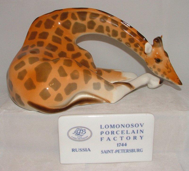 Lomonosov Russian Porcelain Animal Figure Giraffe Large Head Down