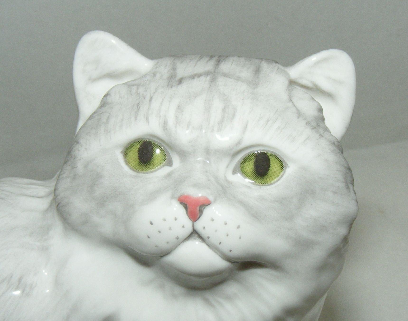 John Beswick Connoisseur Collection Persian Cat Shaded Silver JBCOC6