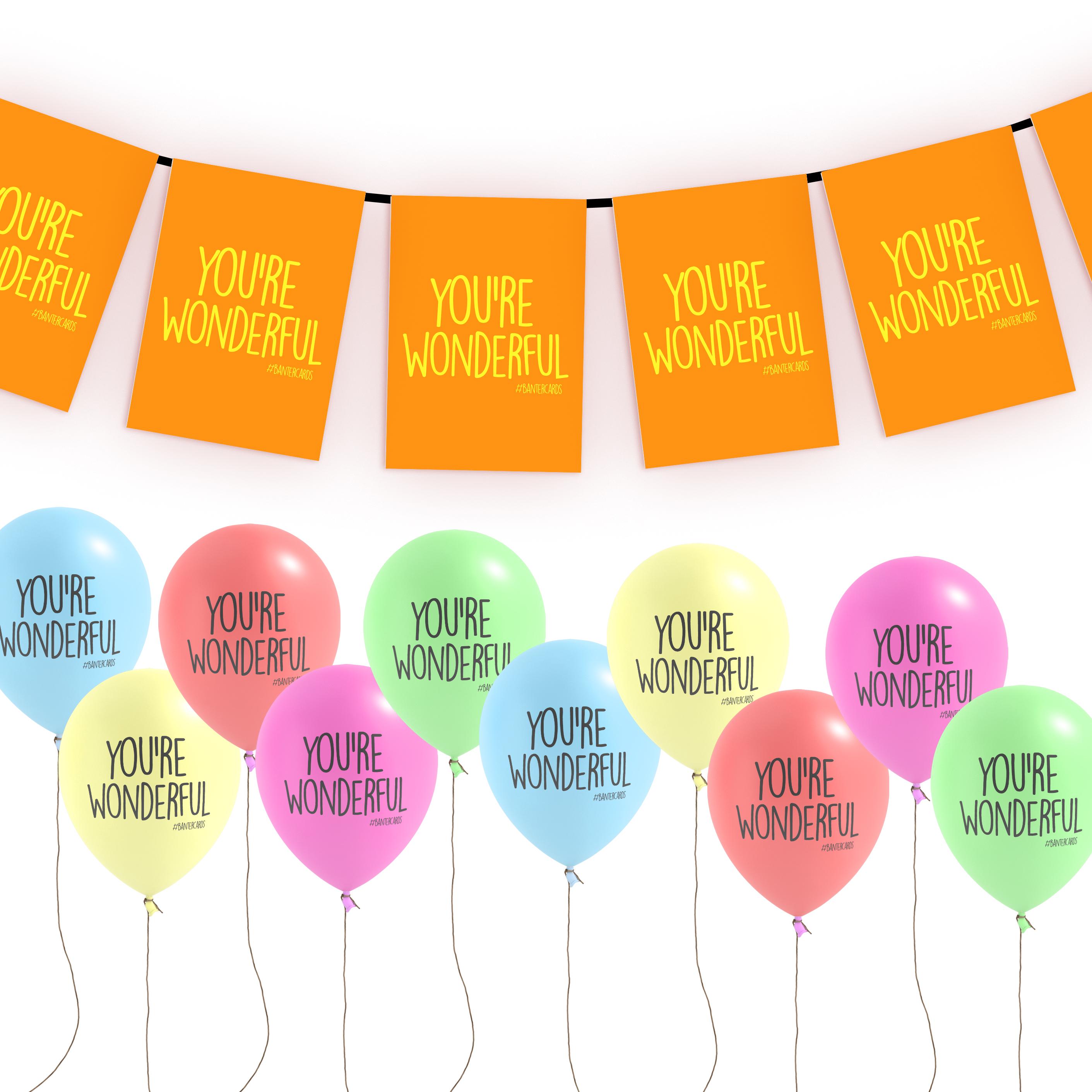 YOU'RE WONDERFUL BUNTING AND BALLOON BUNDLE | FUNNY BUNTING | FUNNY ...