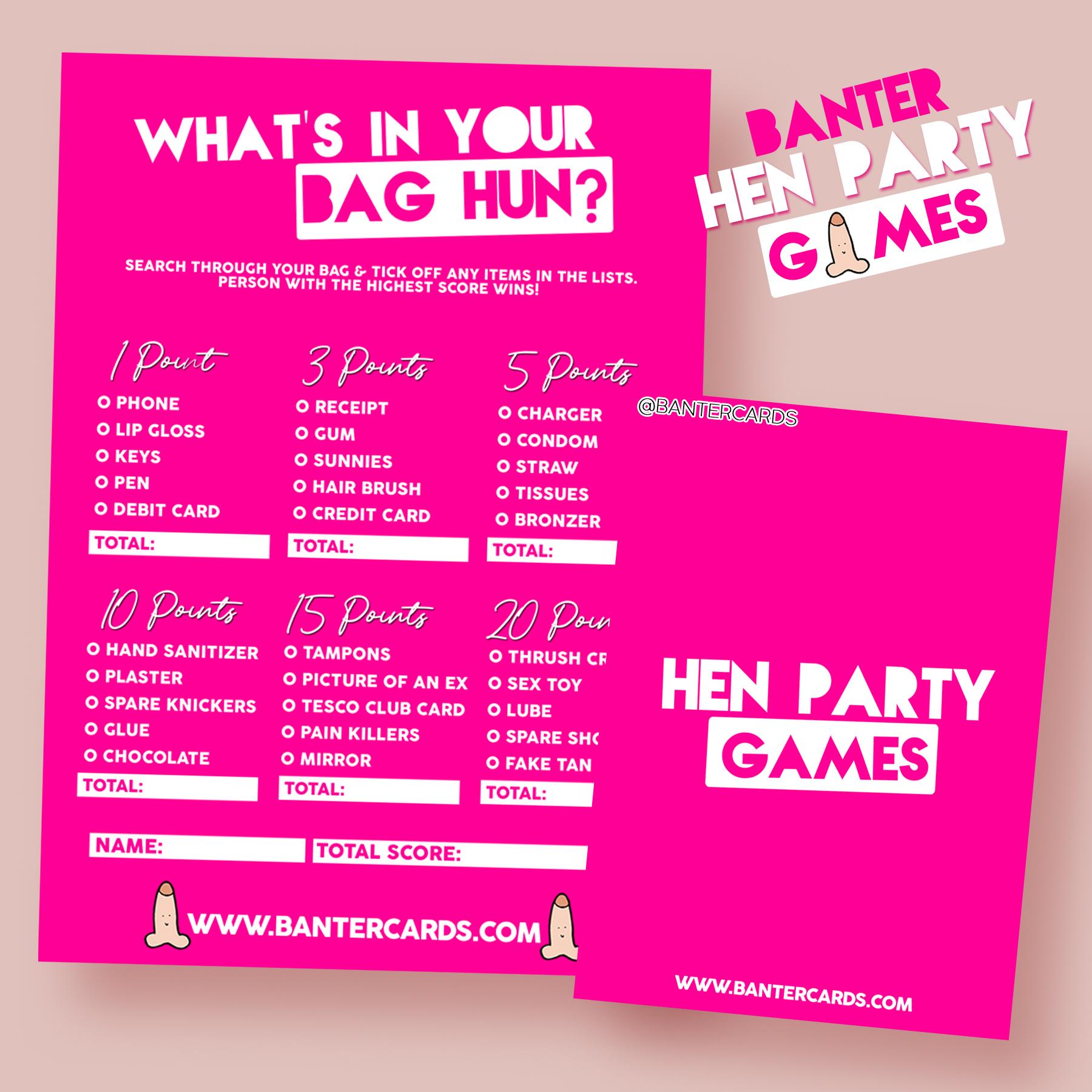 HEN PARTY BINGO | RUDE HEN GAMES | FUNNY HEN GAMES | HEN PARTY GAMES ...
