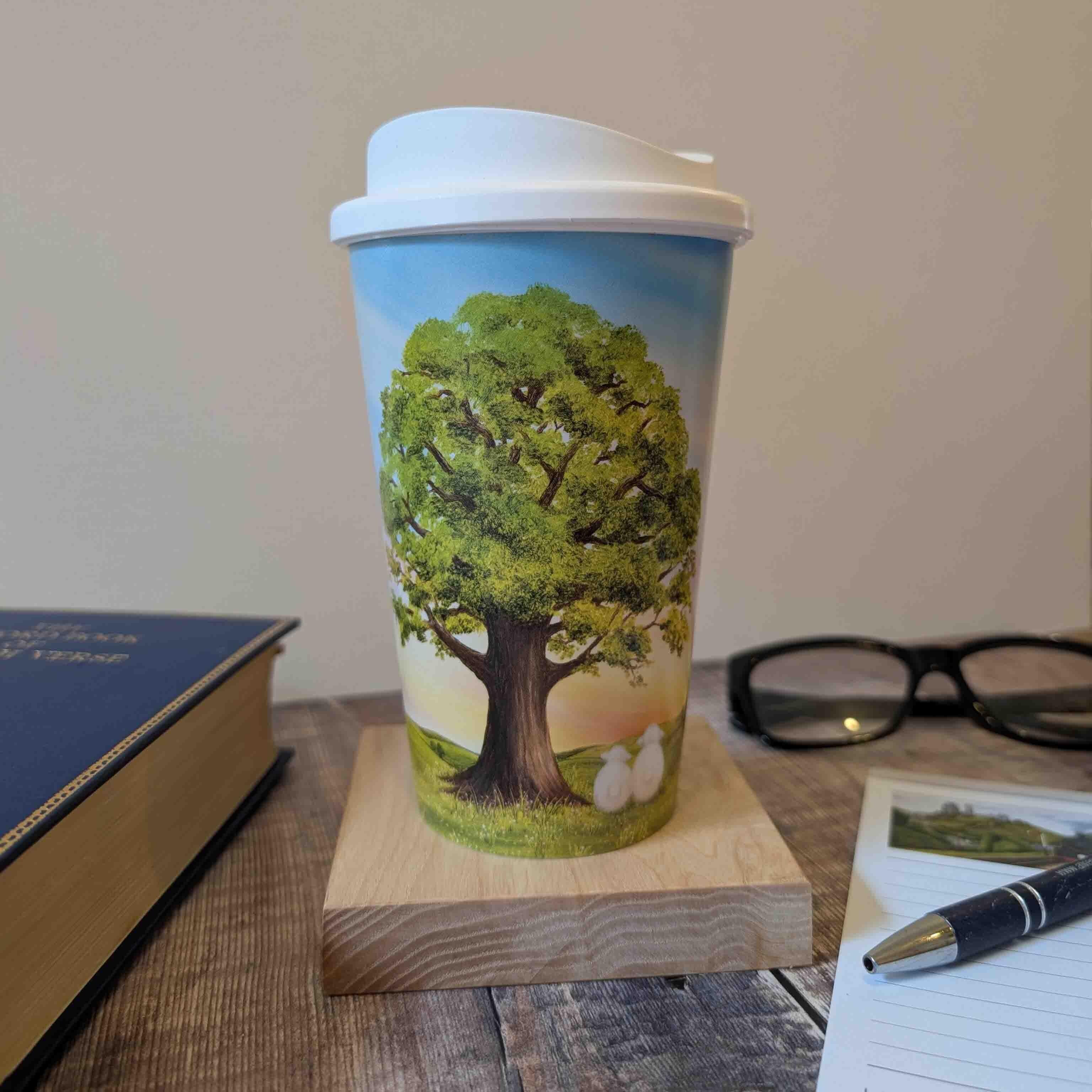 Travel Cup | Under the Oak Tree with Ewe | Made from recycled plastic ...