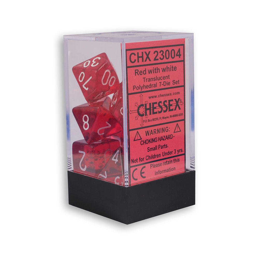Red Translucent Dice Polyhedral (7 Dice) by Chessex
