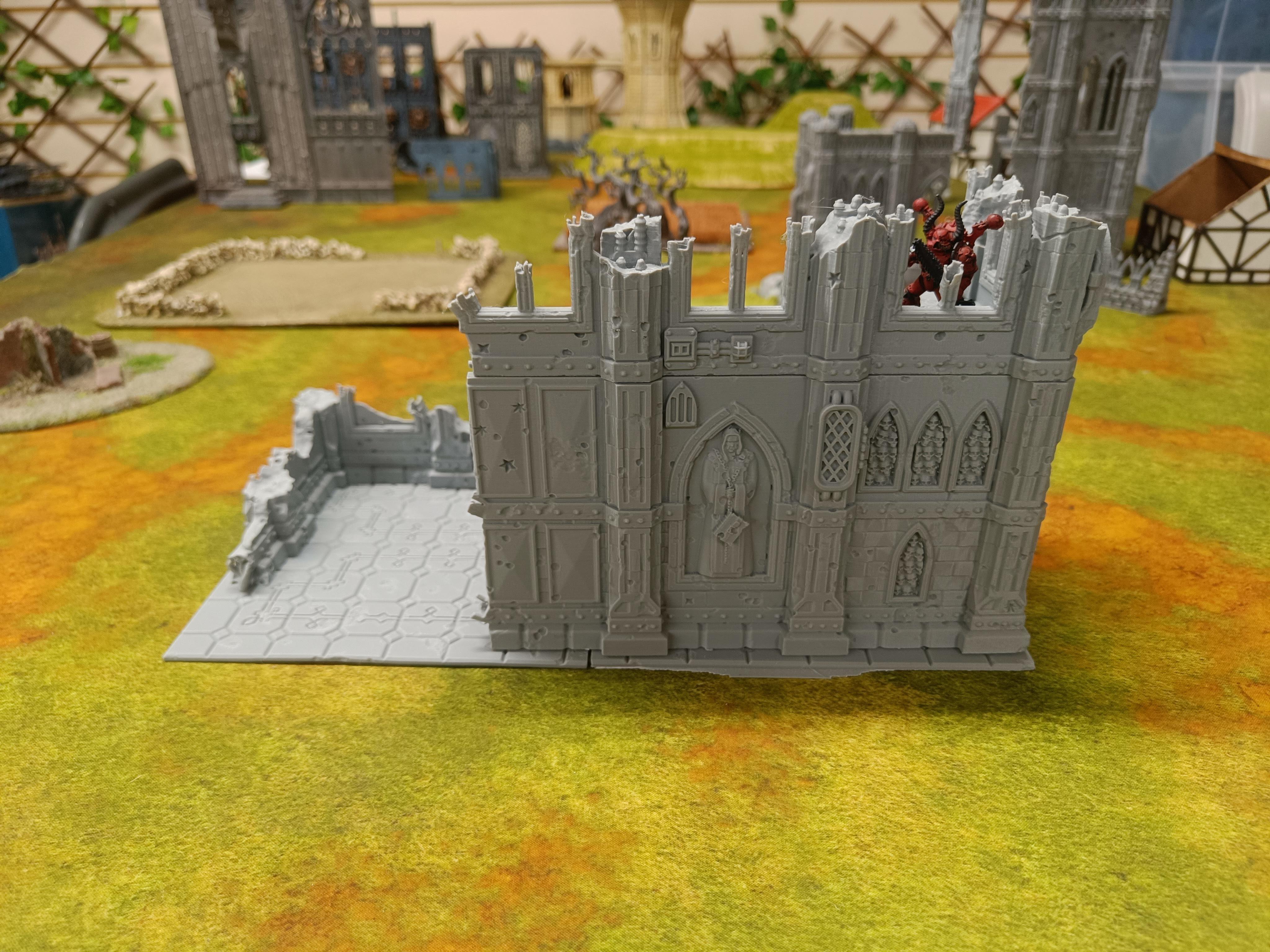Large Gothic Ruined L Shape Scenery Tower Ruin