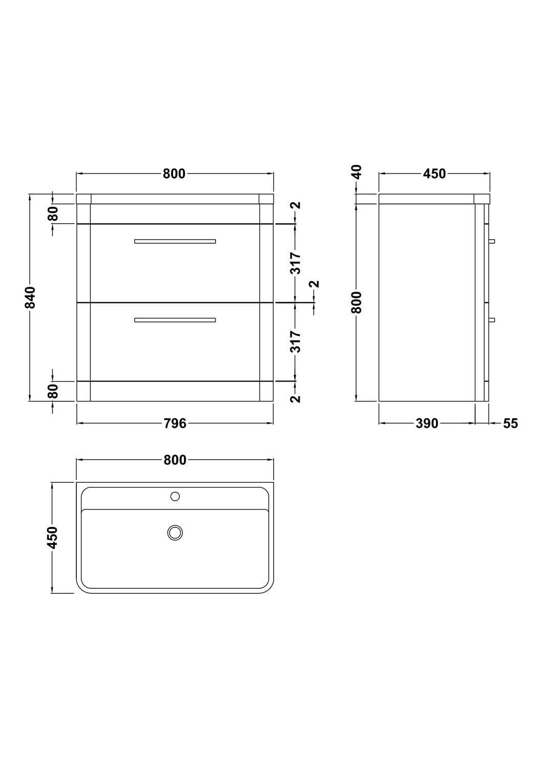 Hudson Reed Solar Cool Grey Floor Standing 800mm Vanity Unit & Basin ...