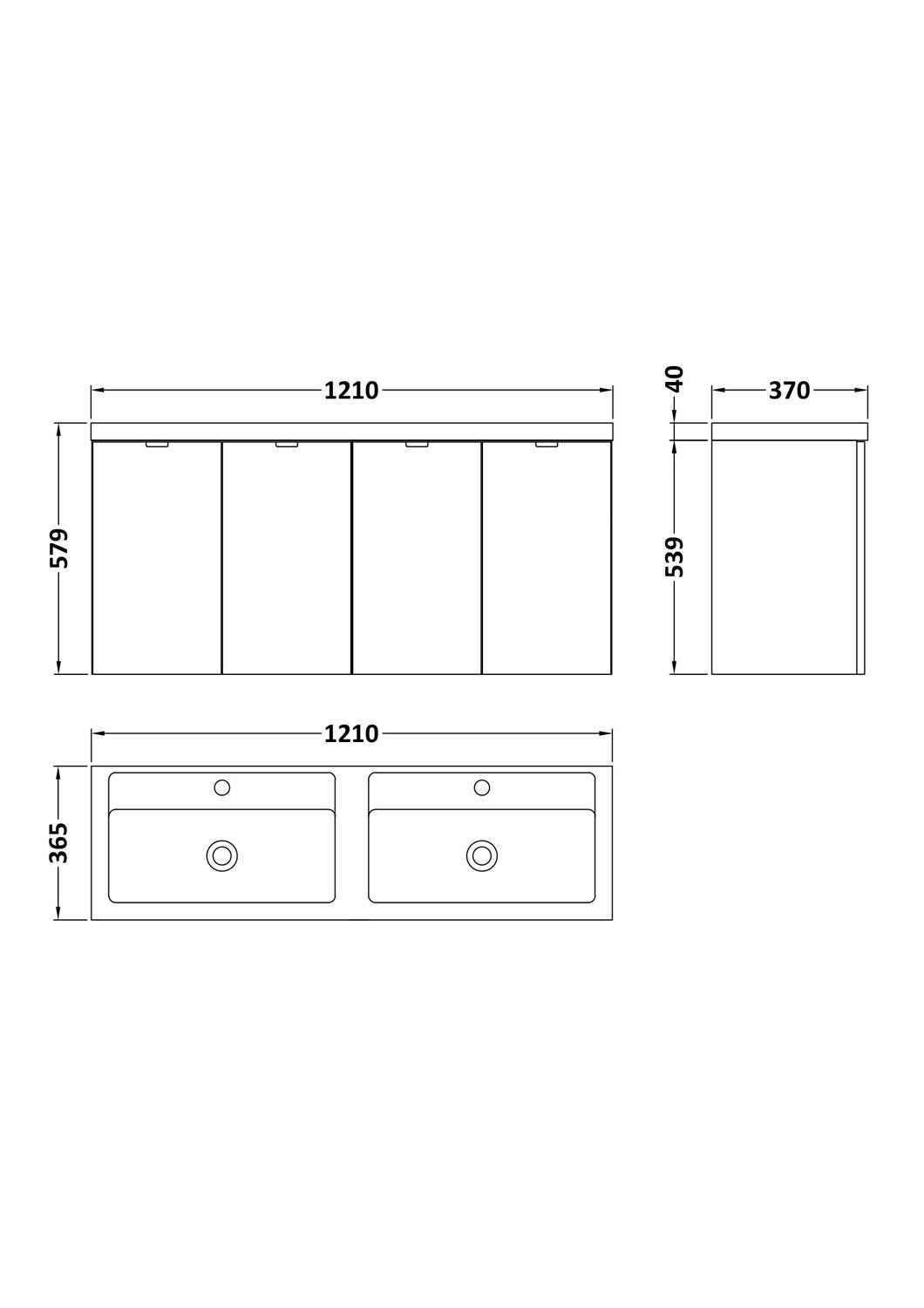 Hudson Reed Fusion Natural Oak 1200mm Vanity Unit Unit & Double Ceramic Basin - Oak CBI333A
