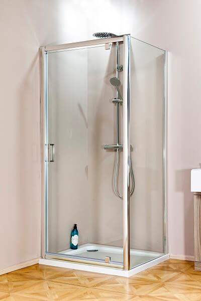 Jupiter 800mm Polished Silver Pivot Shower Enclosure Door