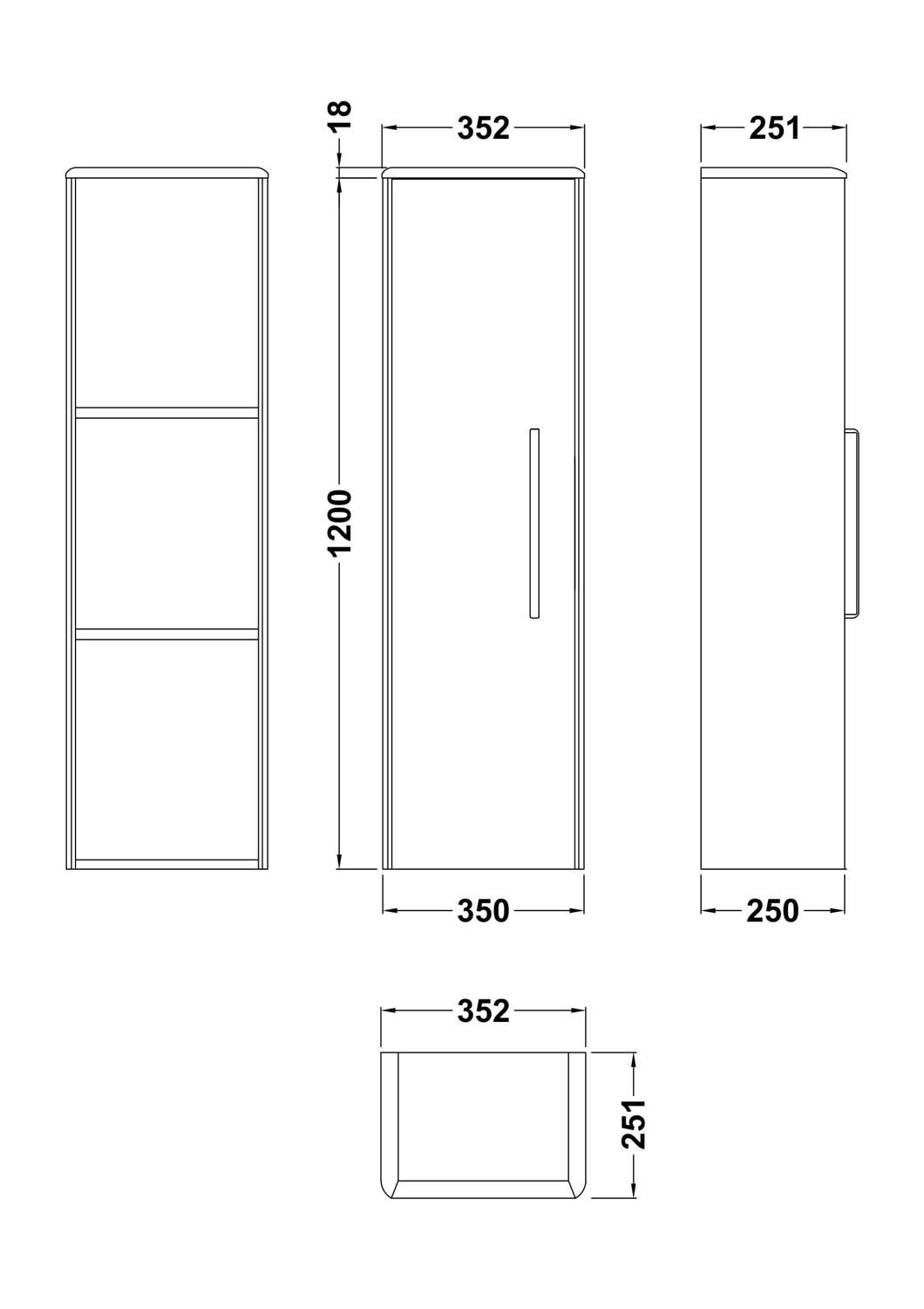 Hudson Reed Solar Cool Grey Wall Hung 350mm Tall Unit Bathroom Furniture