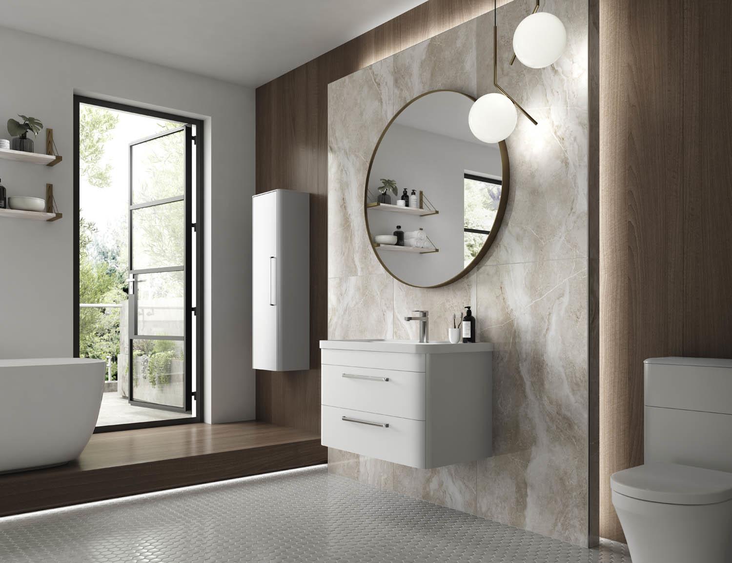 Hudson Reed Solar Pure White Wall Hung 800mm Vanity Unit & Basin ...