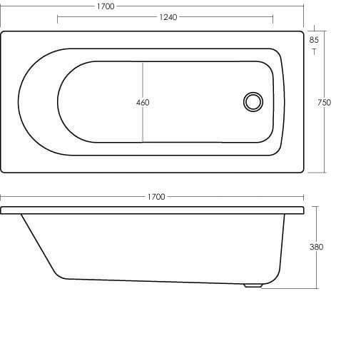 Premier Shore 4mm Single Ended Bath 1700 x 750mm